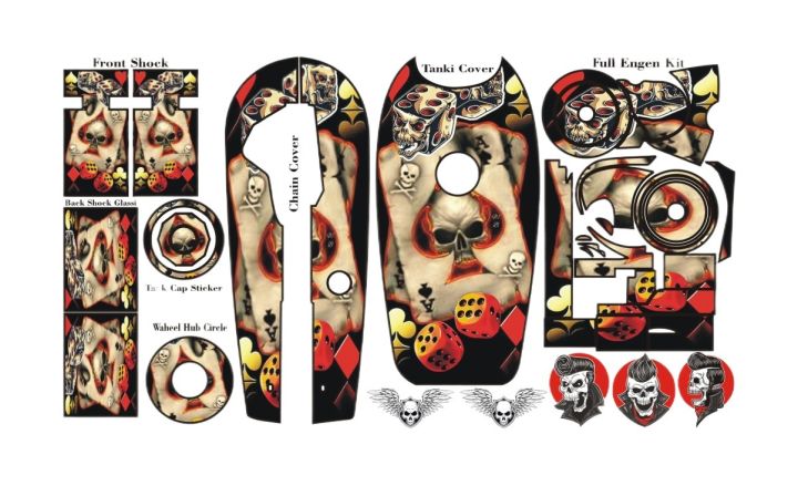 complete 70cc bike chain cover engine and fornt shock sticker | Daraz.pk