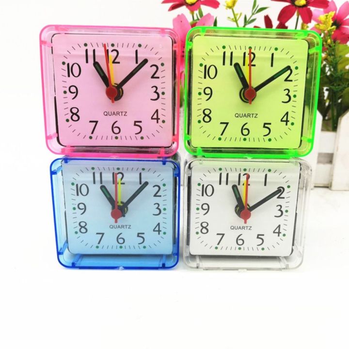 Durable Mute Square Alarm Clock Transparent Candy Color Mini Table ...