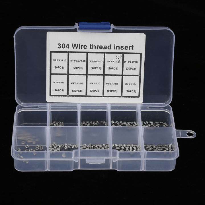 200pcs M1.6 M2 Stainless Steel SS304 Coiled Wire Helical Screw Thread ...
