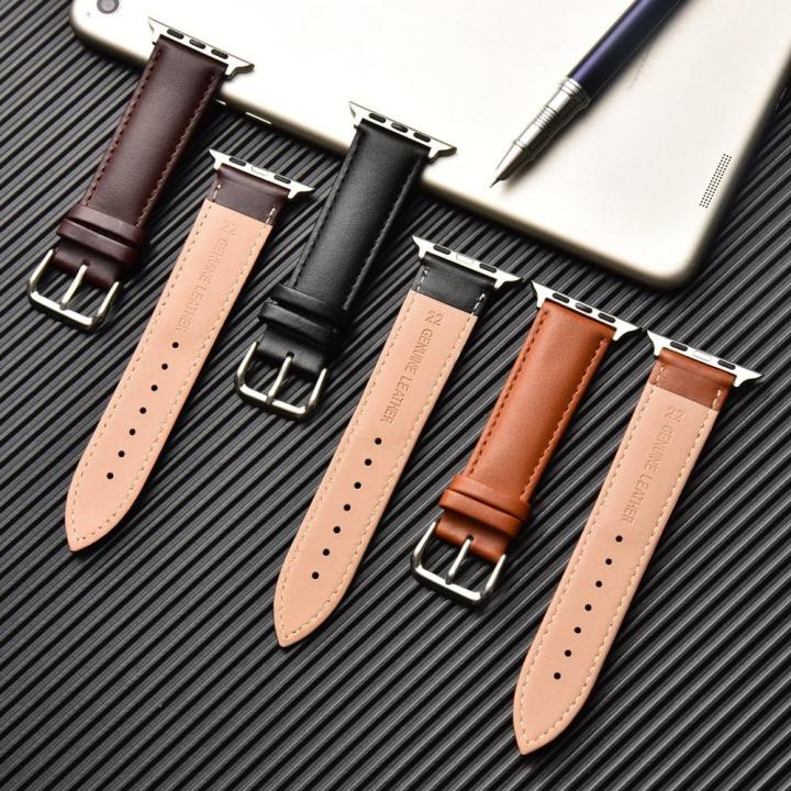 Replacement Plain Design Leather Smart Watch Straps For All Series ...
