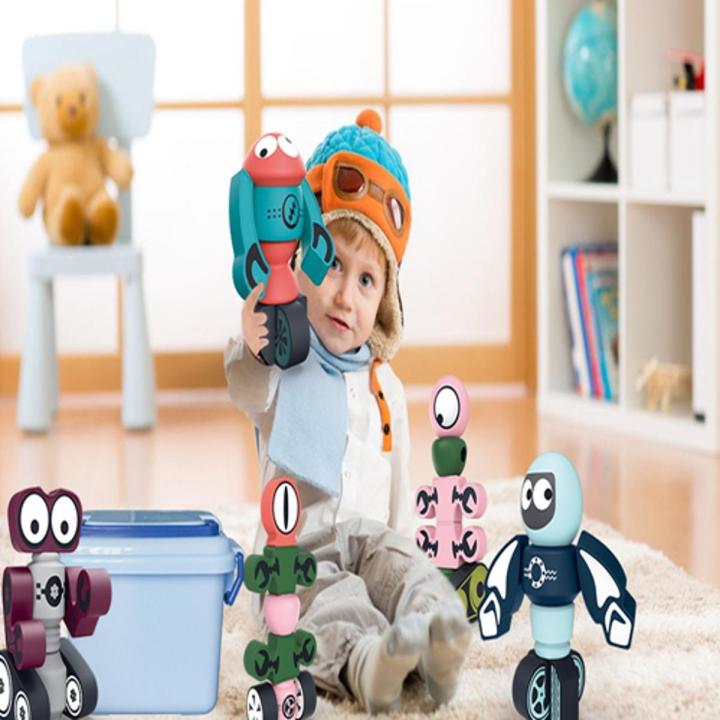Pack of 3 Magnetic Building Robot Toys In Cartoon Characters | Daraz.pk