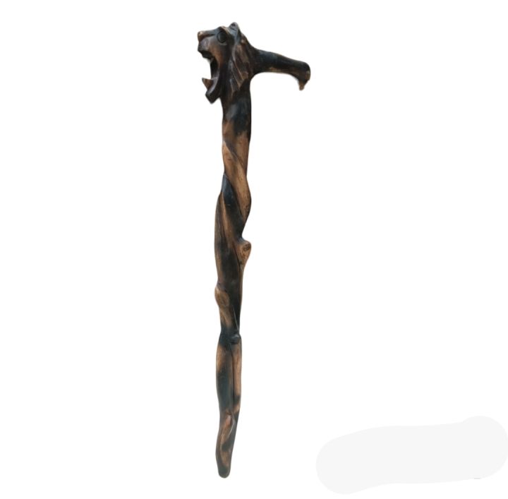 Carved Lion Face Walking Stick, Wooden Walking Stick, Walking Stick ...