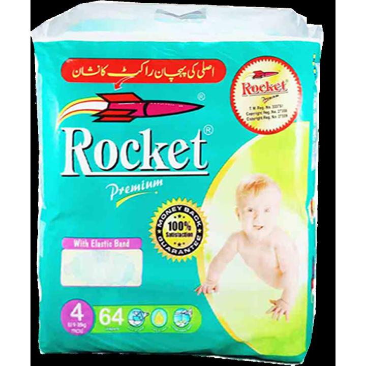 Rocket Premium Diapers 4 Jumbo Pack 64Pcs | Daraz.pk
