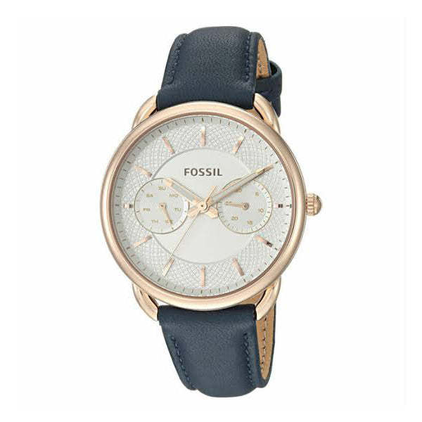 Fossil Tailor Multifunction Blue Leather Strap White Dial Quartz Watch ...