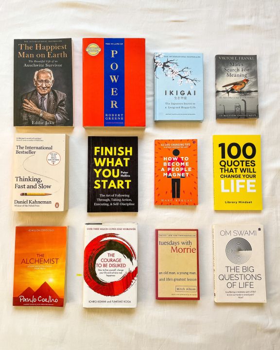 The Happiest Man On Earth 2)48 Laws of Power 3)IKIGAI 4)Man’s Search ...