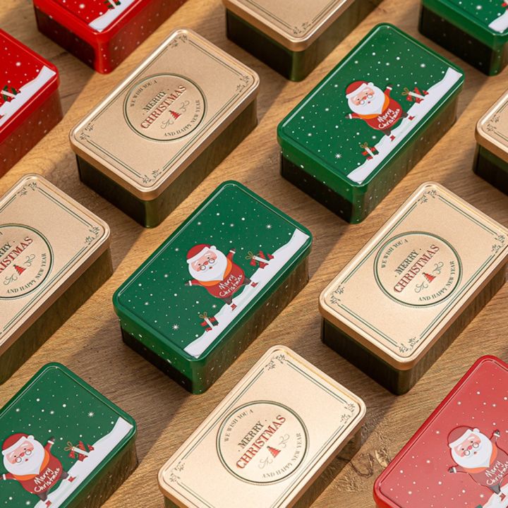 New Square Christmas Tin Box Santa Claus Metal Candy Packaging DIY ...