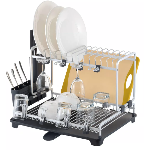 Modern Design Aluminum 2 Tier Dish Rack Drying Drainer Board Tray ...