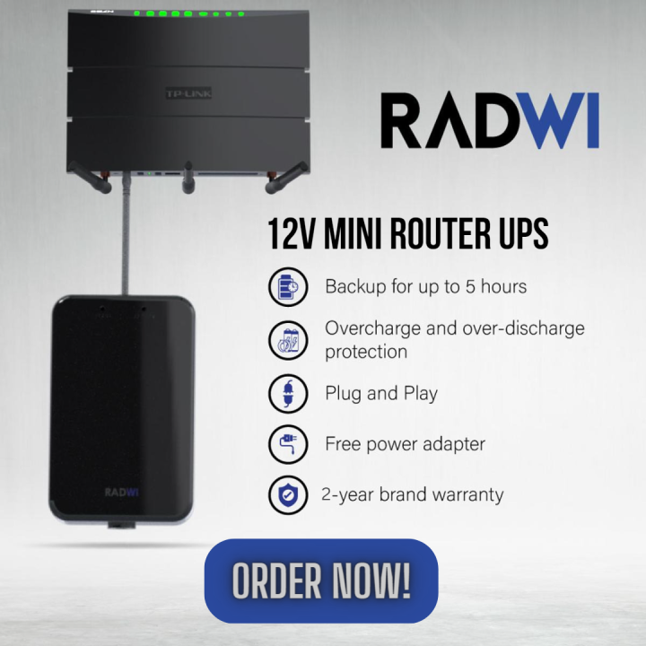 Radwi 12v Mini Ups Compact Backup Power For Routers Cameras