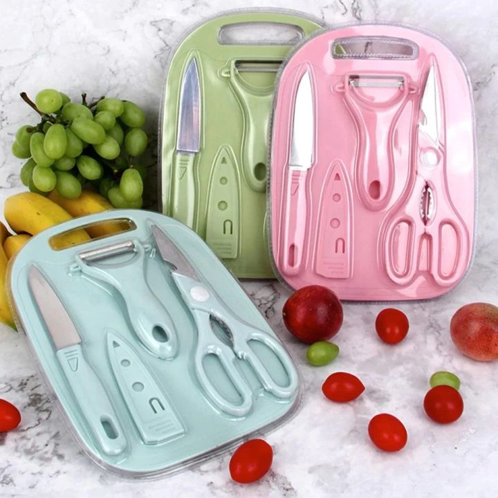 4 PCs Cutting Board With Knife Set(5299) | Daraz.pk