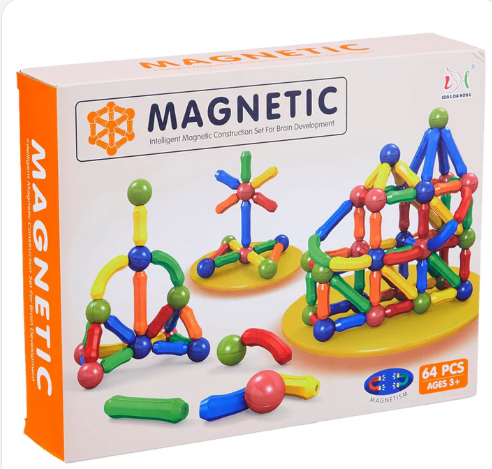 64/ 42/ 25 / 10 pc PCS Magnetic Balls and Rods Building Sticks Blocks Set Vibrant Colors ...