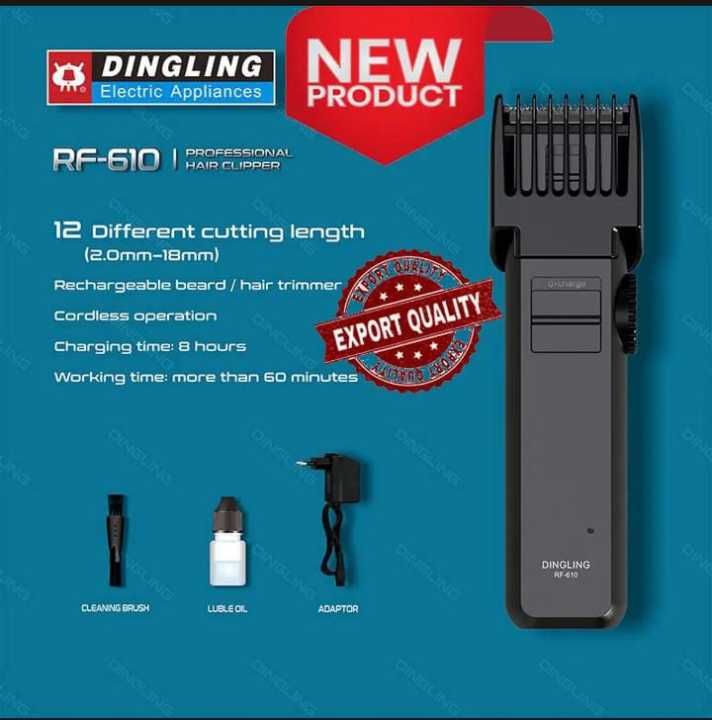 Original DINGLING RF-610 Electric Hair & Beard Clipper Trimmer 12 in 1 ...
