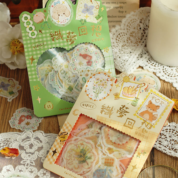 Panda Online Japanese Paper Hot Gold Sticker Package Weaving Dream Back Series Cute Girl Plant ...