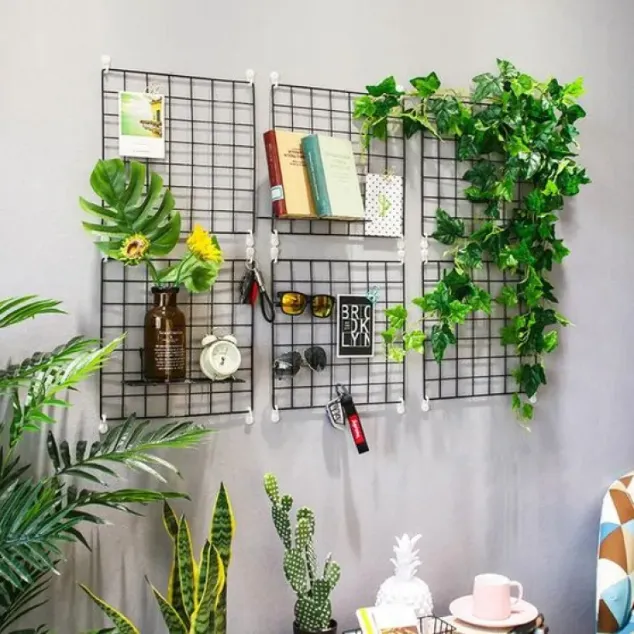 New Metal Mesh Grid Panel Photo Wall Decor Art Display (35 X 35 CM ...