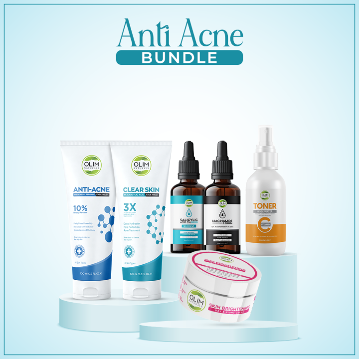 OLIM NATURALS - Anti Acne Bundle for Face provides deep cleansing, pore refinement, oil control ...
