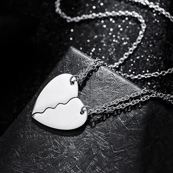 Heart Broken 2 Pendant With 2 Chain 4 Pcs Set Mens Boys - For Girls ...