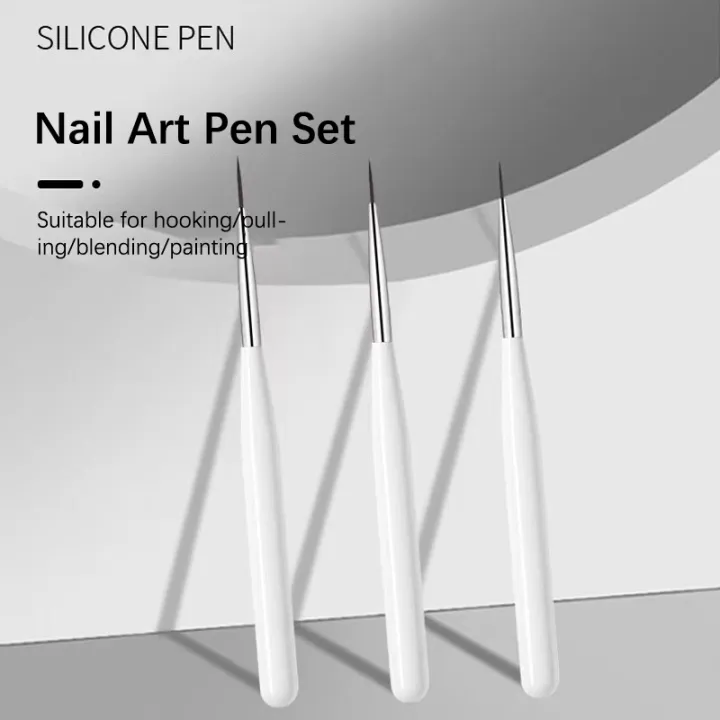 3pcs/Set Acrylic French Stripe Nail Art Line Painting Pen 3D Tips ...