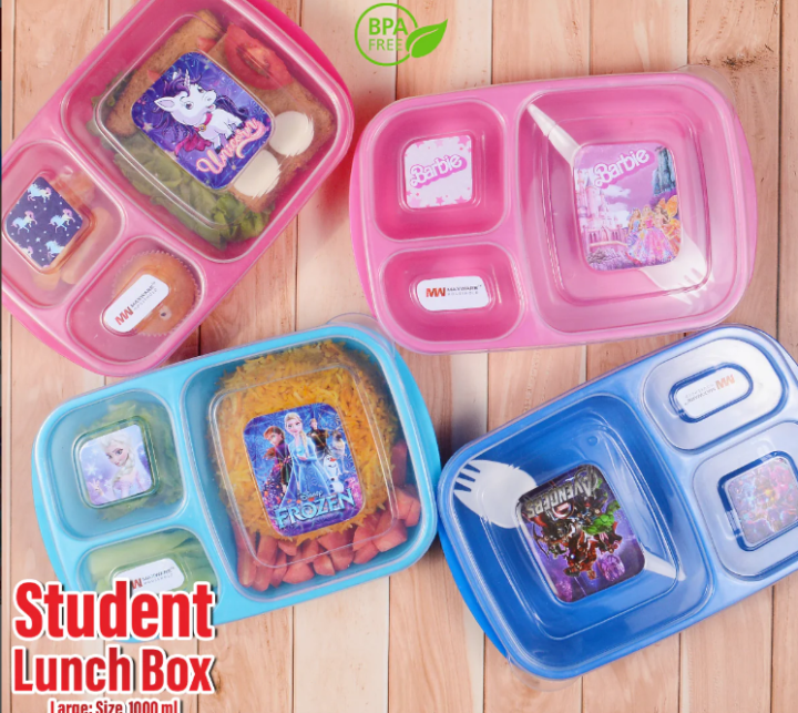 Student Lunch Box Large 1000 ML (With Three Portions) For School, with ...
