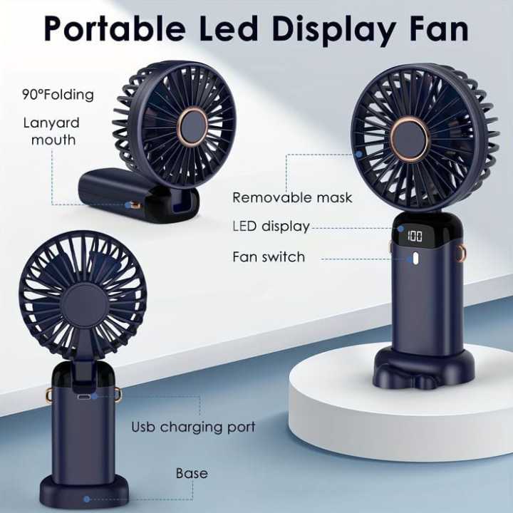 USB Handheld Mini Fan Foldable Portable Neck Hanging Fans 5 Speed USB ...