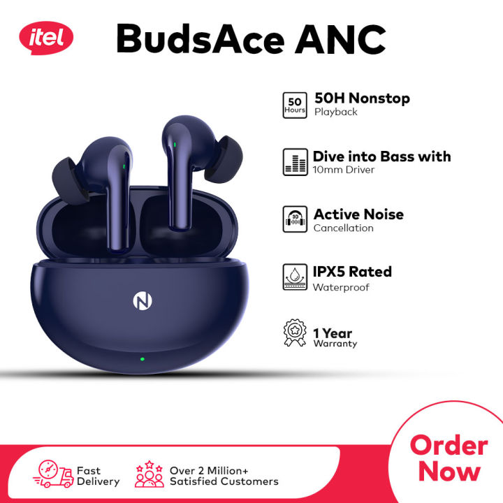 itel BudsAce ANC Earbuds | 25dB Active Noice Cancellation | 360 Degree ...