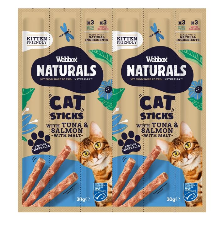 Webbox Naturals Cat Sticks with MSC Tuna/Malt and MSC Salmon/Malt ...