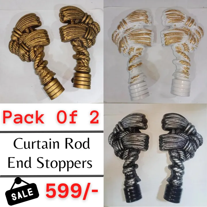 Pack Of 2 - Curtain End Stoppers - Plastic Material End Stoppers ...