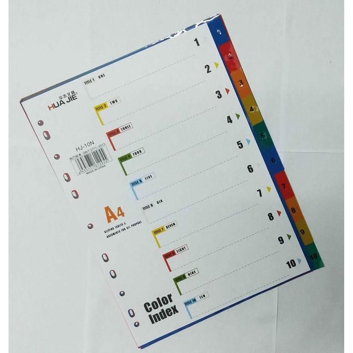 Office file Separators 10 Plastic Dividers 6 different colors Size: 22. ...