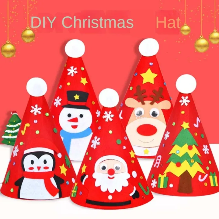 Christmas Party Hats Santa Claus Merry Christmas Hat Material Pack DIY ...