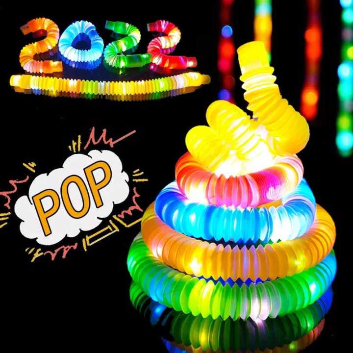 8 Pack LED Light Up Pop Tubes Sensory Fidget Toys Party Favors for Kids ...