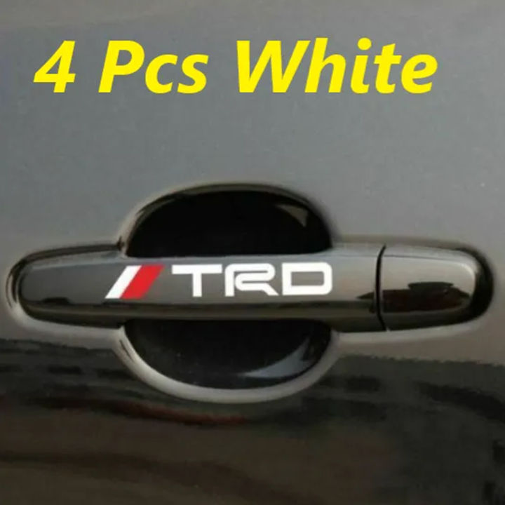 White Color 4 Pcs TRD Logo Sticker Vinyl 5.0 by 0.8 Inch Sticker For ...