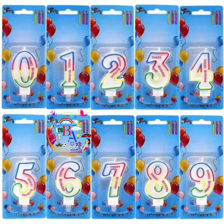 Number Candle 0-9 Colour Candle Cake Topper Rainbow | Daraz.pk