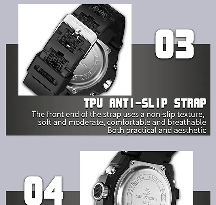 Sanda Men's Watches G style Mens Dual Display Electronic Quartz Watches ...