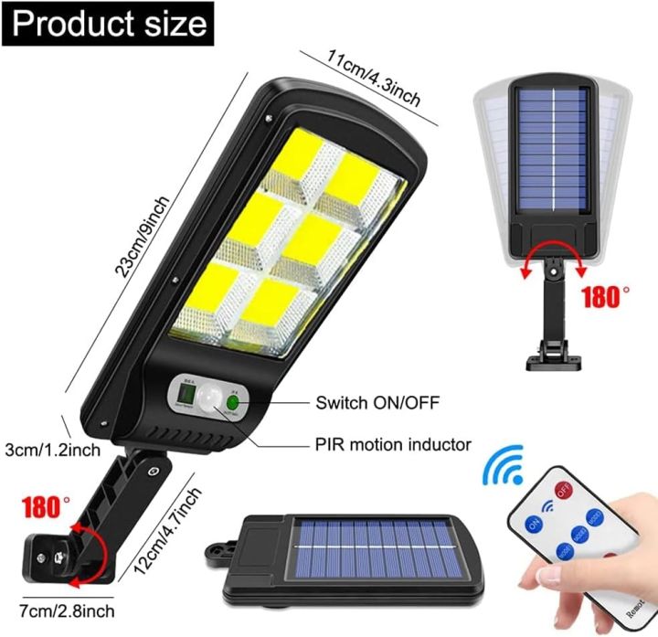 Solar Street Light, 1200W LED Solar Lights Outdoor Street PIR Motion ...