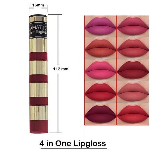 4 In 1 Long Lasting Velvet Matte Lip Gloss Waterproof , 4 in 1 Liquid ...