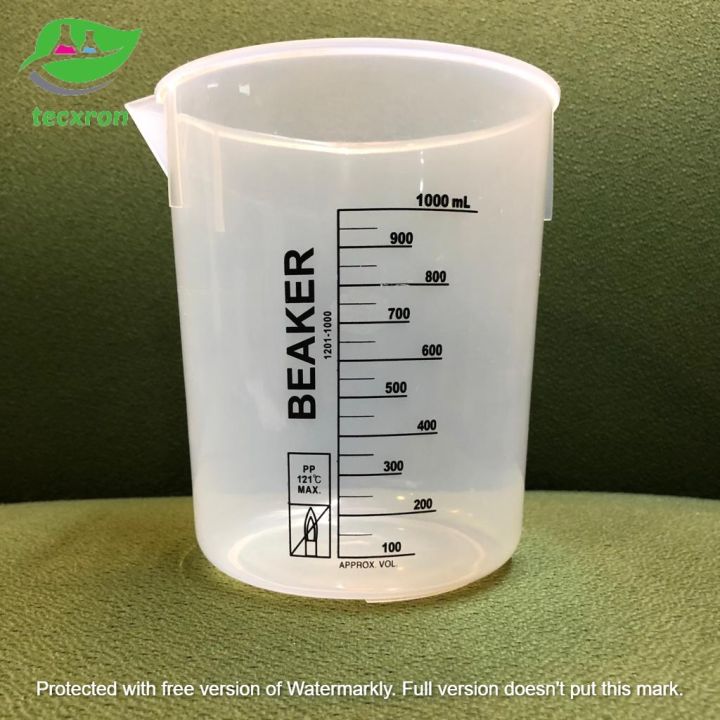 Plastic Beaker 1000 ml, Measuring Cup 1000 ml - Polypropylene Plastic - Raised Graduations ...