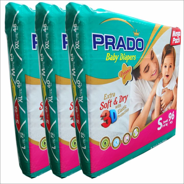 Prado Baby Diaper Mega SIze Small 96 Pcs (3 - 6 kg) | Daraz.pk