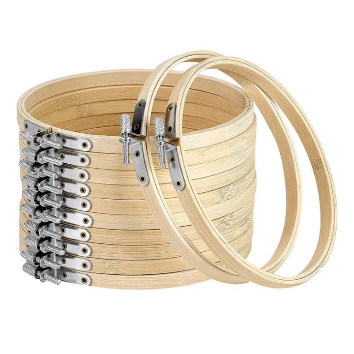 12 Pieces 6 Inch Wooden Circle Embroidery Hoops Set for Embroidery for ...