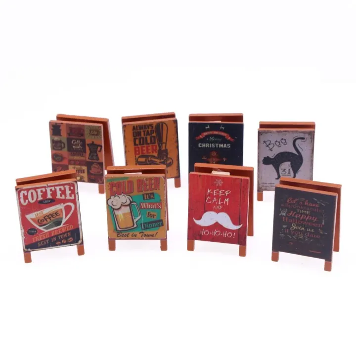 Mini Wooden Signboard Milk Tea Store Coffee Shop Scene Retro Chalkboard ...