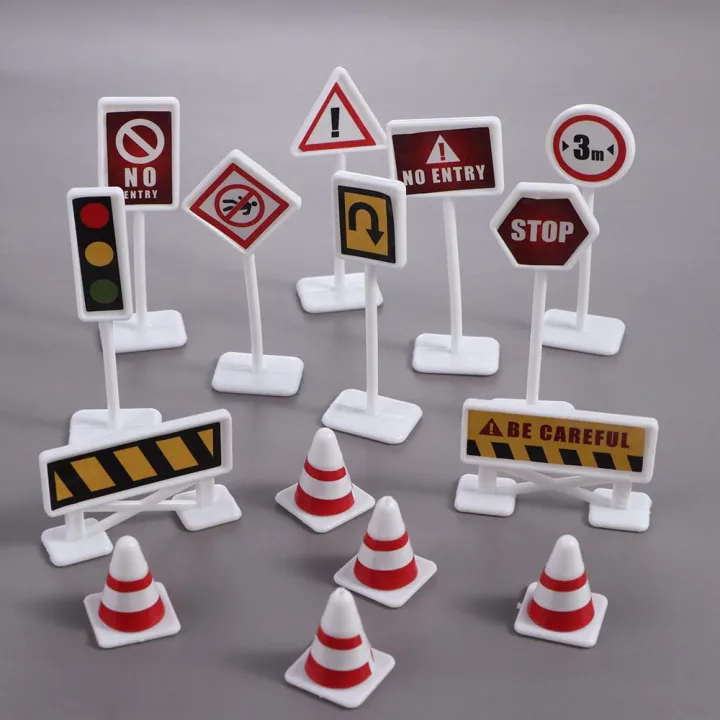 15Pcs/Set Safety Education Traffic Signs Mini Traffic Signs Model Toy ...
