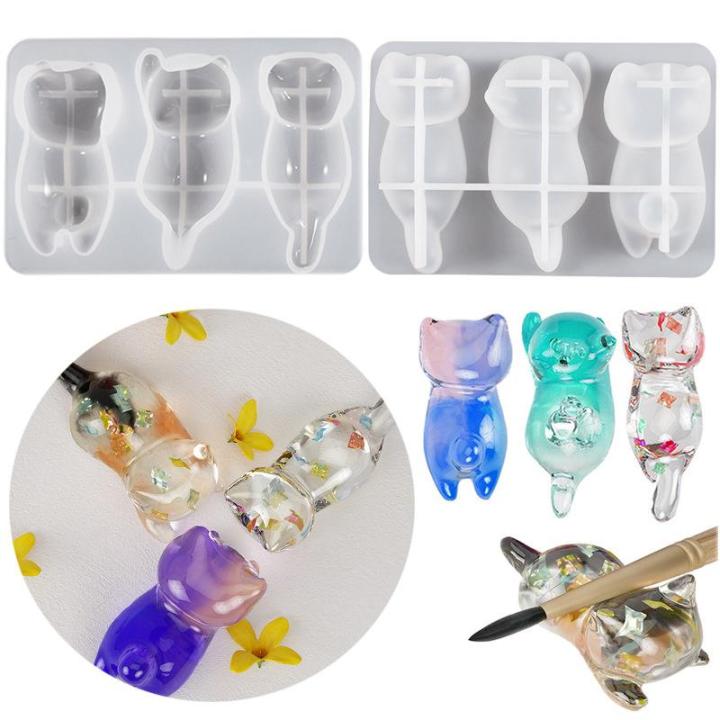 3D Cat Crystal Epoxy Resin Mold DIY Three-dimensional Lying Cat Back ...
