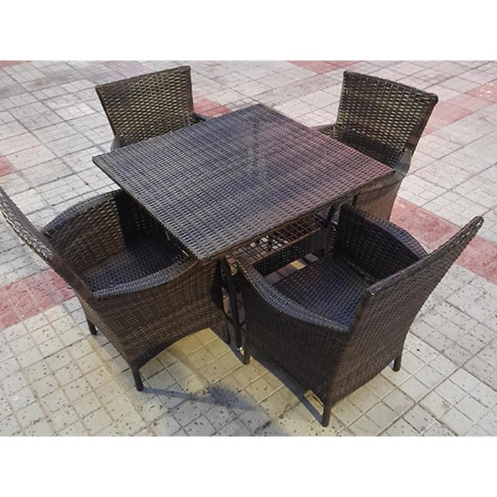 Iron Chair Set With Table Rattan Made Plastics ( 4 Chairs & 1 Table ...