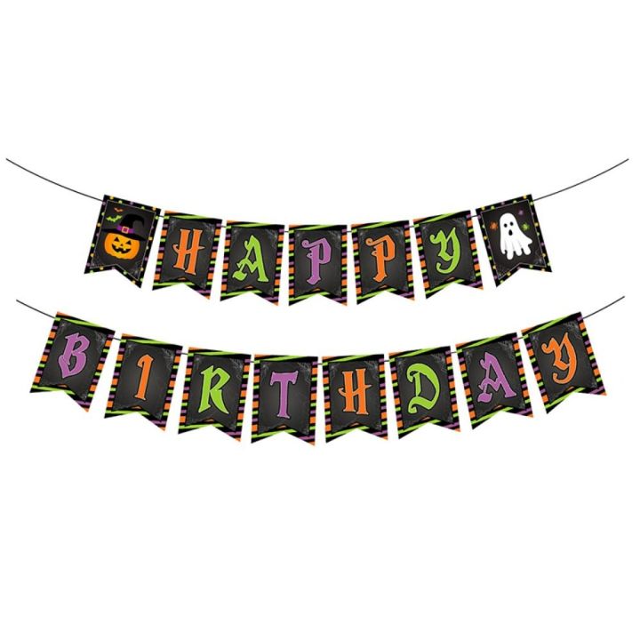 2025 Cartoon Halloween Pattern Banner Paper with Pumpkin Ghost Happy ...