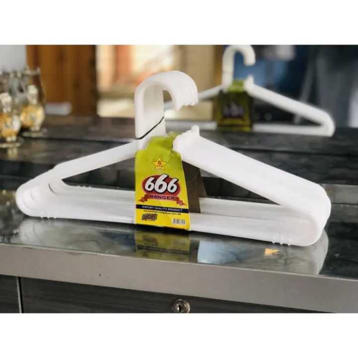 Pure Plastic Large Hangers [with Tie Holder] 16 Inch (Pack of 6 and 12 ...