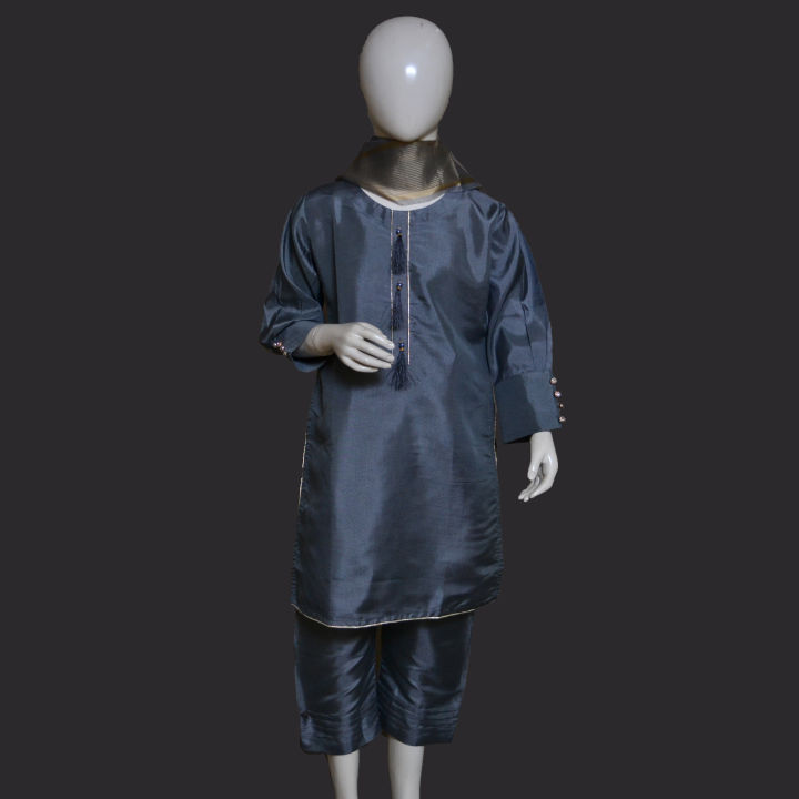 Silk Simple Elegant Stitched 3 Pc Dress For Girls | Daraz.pk