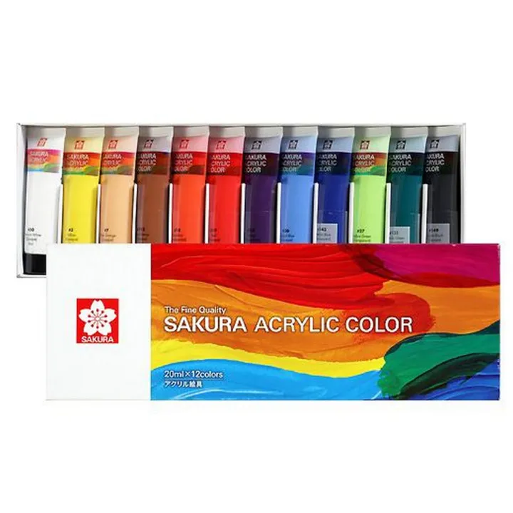 Sakura Acrylic Paint Color Set of 12 x 20ml Tube Made in Japan | Daraz.pk