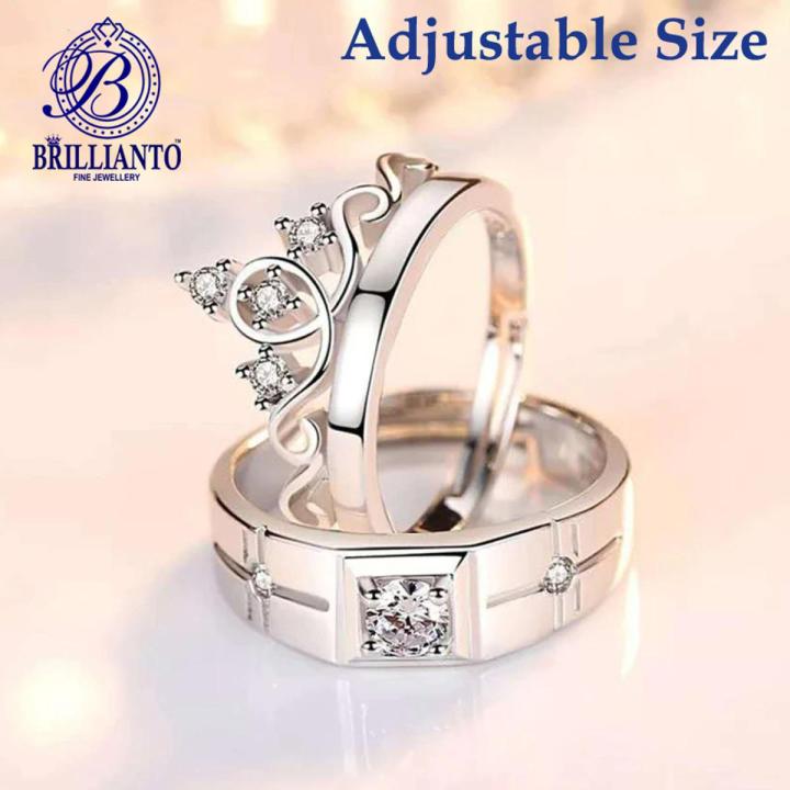 2 Pcs Pair Adjustable Love Couple Rings set King and Queen Best Gift ...