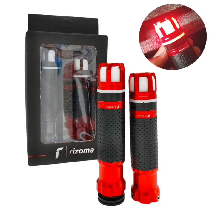 Universal Rizoma LED Rubber Aluminum Motorcycle Handle Bar Soft Grips ...