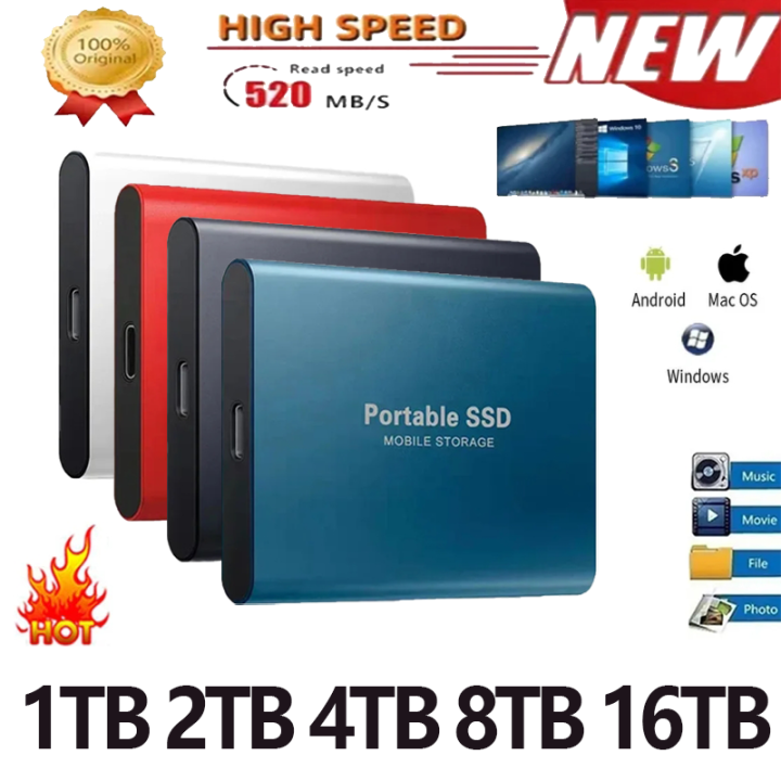 Portable SSD 1TB External Hard Drive High-speed Solid-state Drive 2TB Original Storage Hard Disk ...