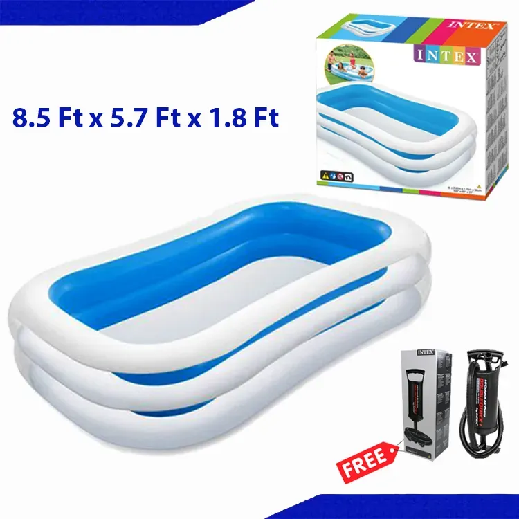 INTEX Rectangular swimming Pools with FREE HAND PUMP | Inflatable ...