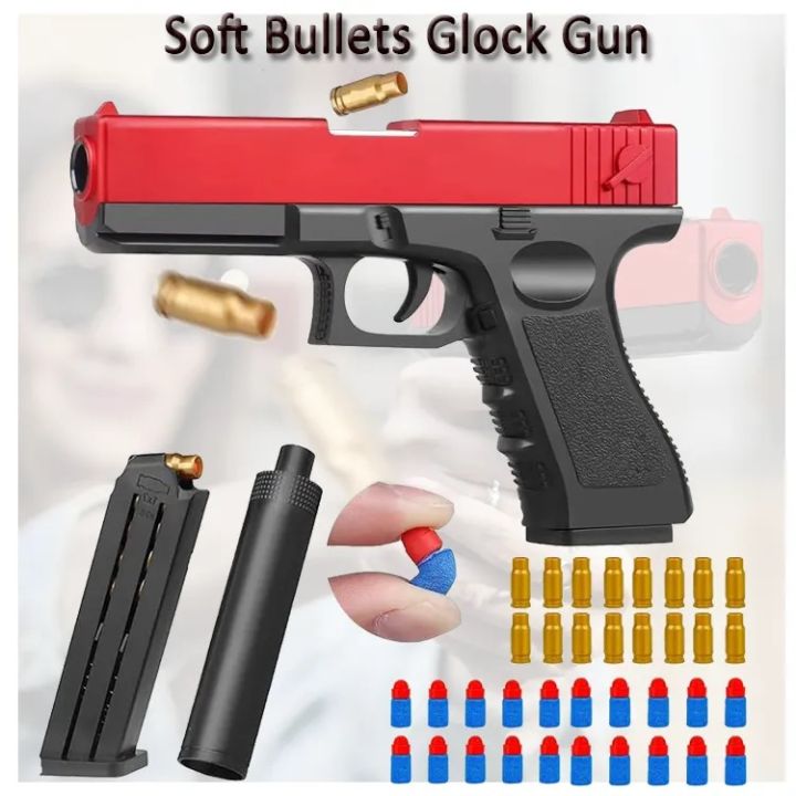 Glock Soft Bullet Toy Gun Shell Ejection Foam Darts Blaster Manual ...