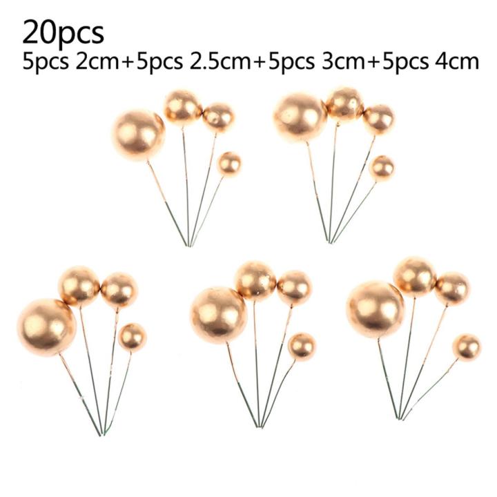 20pcs Golden Ball Cake Topper Birthday Party Cupcake Topper for Cake ...